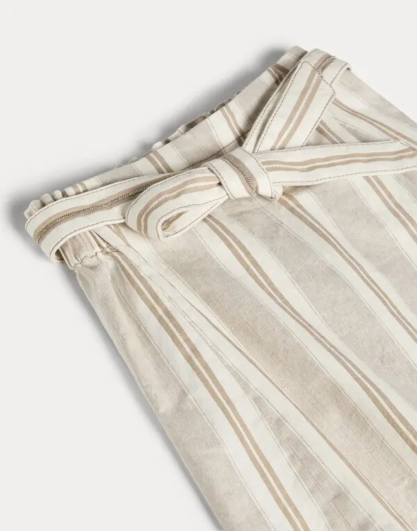 Brunello Cucinelli Striped Wrap Monili-detailed Skirt