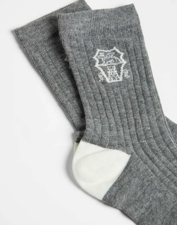 Brunello Cucinelli Cotton Rib-knit Socks With Intarsia