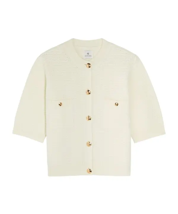 ANINE BING Short-sleeved Cardigan - Ivory