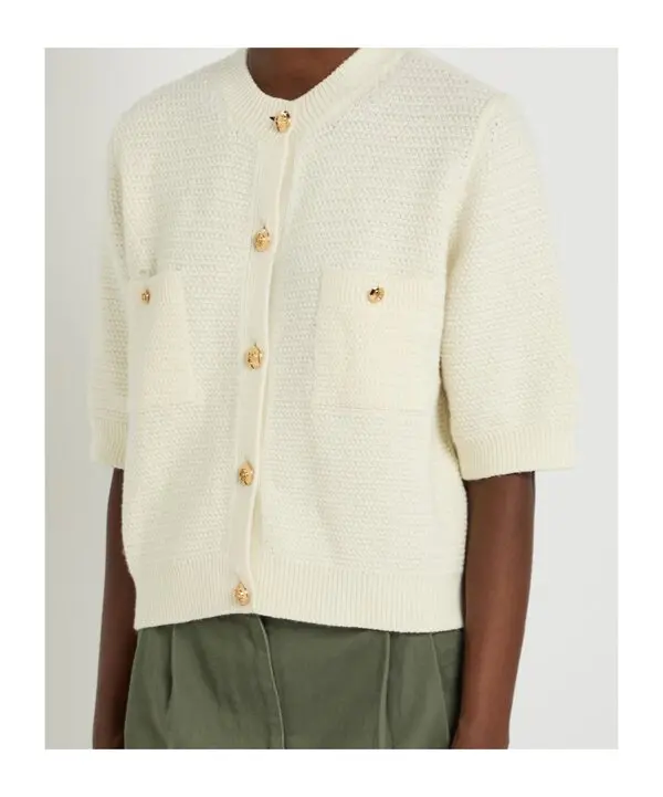 ANINE BING Short-sleeved Cardigan - Ivory