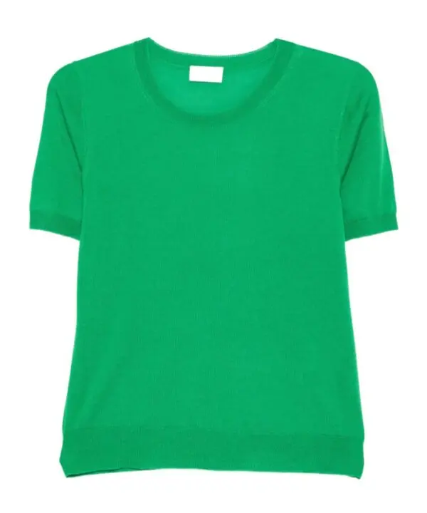 P.a.r.o.s.h Round Neck Short Sleeve Knitted Top