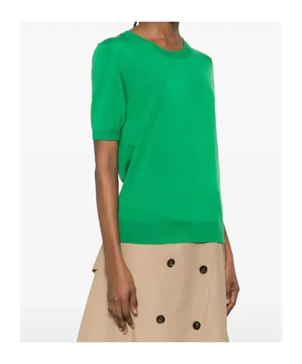 P.a.r.o.s.h Round Neck Short Sleeve Knitted Top