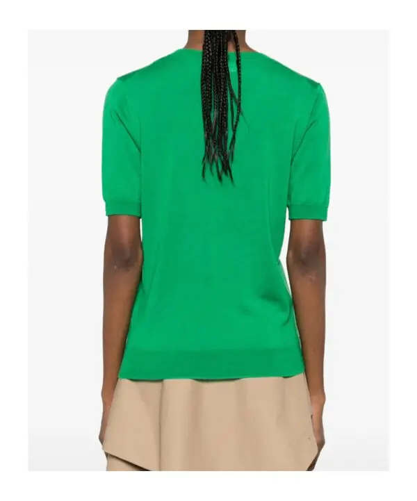 P.a.r.o.s.h Round Neck Short Sleeve Knitted Top