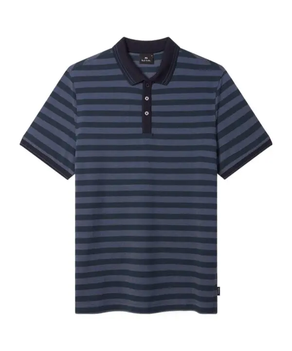 Paul Smith Striped Short-sleeved Polo Shirt - Blue