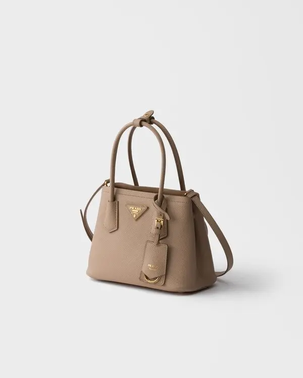 Prada Double Saffiano Leather Mini Bag - Cameo