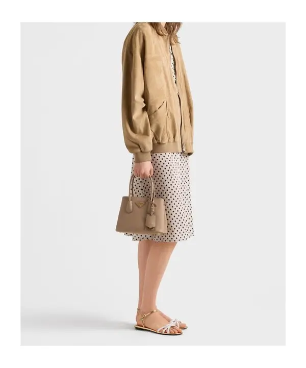 Prada Double Saffiano Leather Mini Bag - Cameo