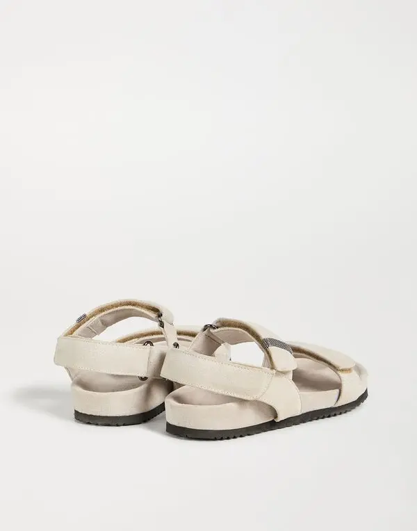 Brunello Cucinelli Lamé Monili Leather Sandals