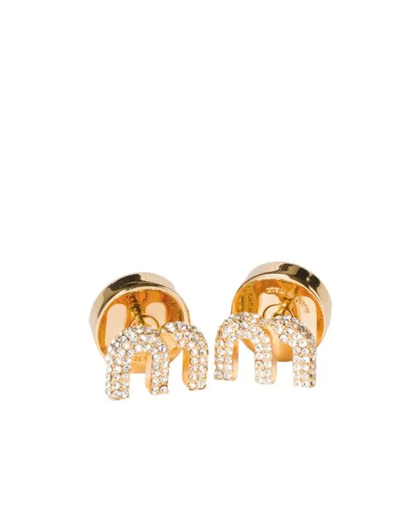 Miu Miu Embellished Logo Earrings