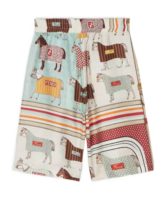 Fendi Printed Silk Twill Bermuda Shorts