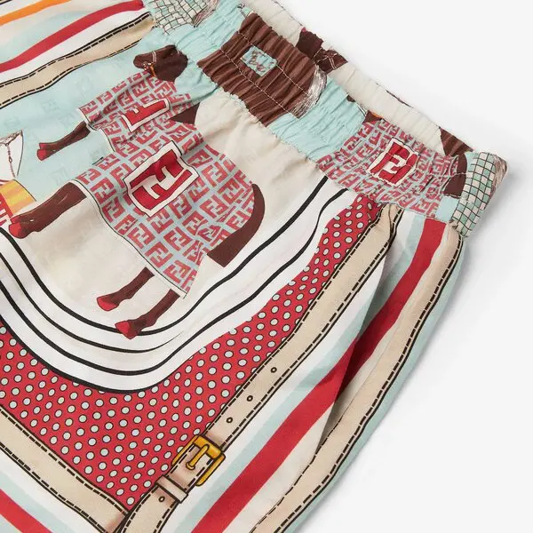 Fendi Printed Silk Twill Bermuda Shorts