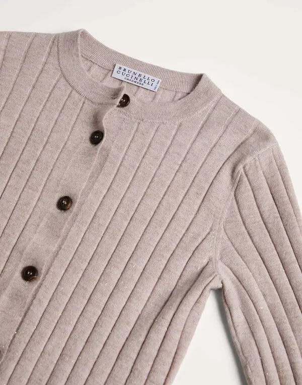 Brunello Cucinelli Ribbed Cashmere Cardigan With Horn Buckles