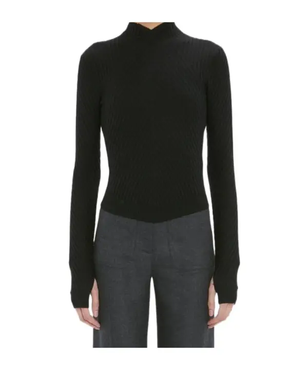 Victoria Beckham Georgia Ribbed High Neck Jumper - Black