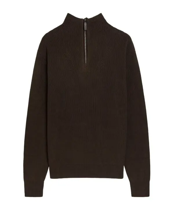 TOD'S Ribbed Half-zip Silk And Cotton-blend Jumper