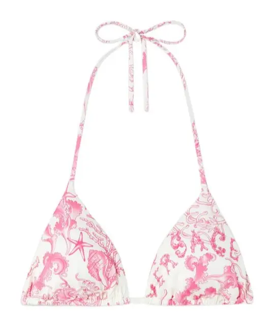 Versace Floral-print Triangle Bikini Top - Pink