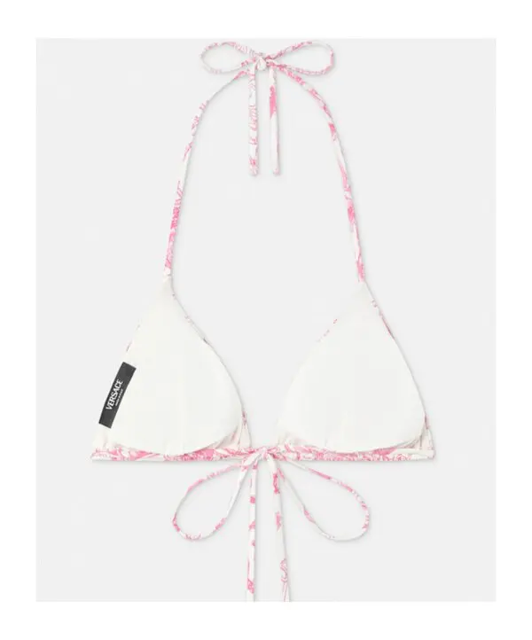 Versace Floral-print Triangle Bikini Top