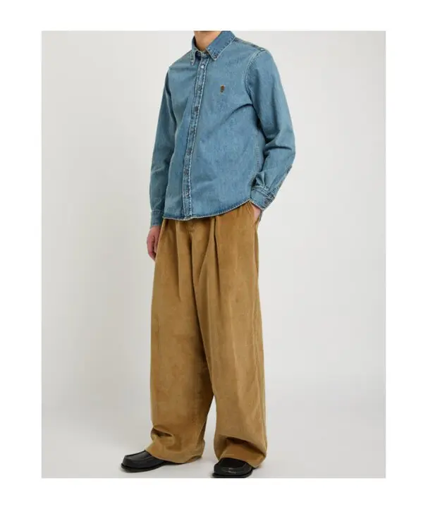 AMI Paris Logo-embroidered Denim Shirt