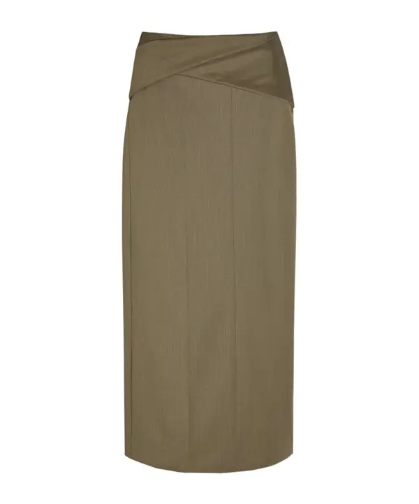 Victoria Beckham Wrap-detail Wool-blend Midi Skirt