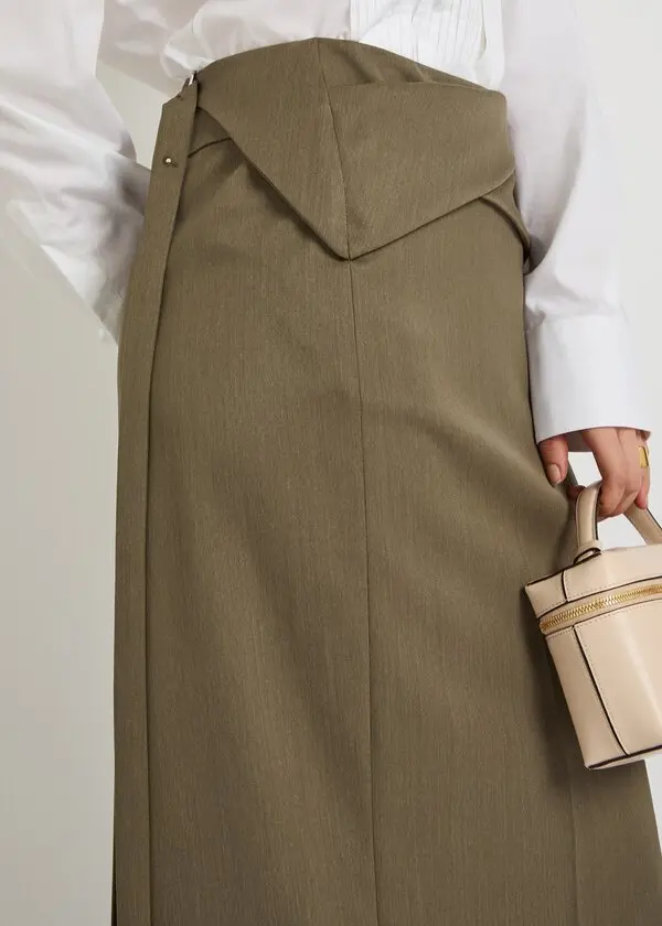 Victoria Beckham Wrap-detail Wool-blend Midi Skirt