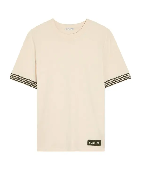 Moncler Knit-trimmed Cotton T-shirt - White