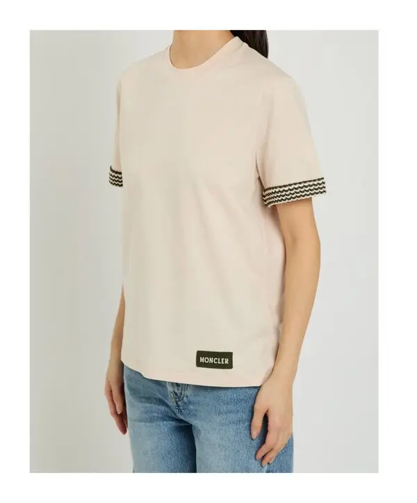 Moncler Knit-trimmed Cotton T-shirt - White