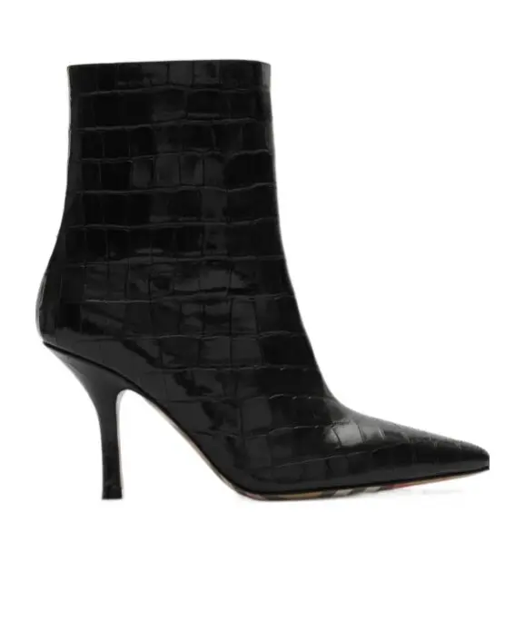 Burberry Crocodile-effect Leather Pointed Toe Stiletto Ankle Boots