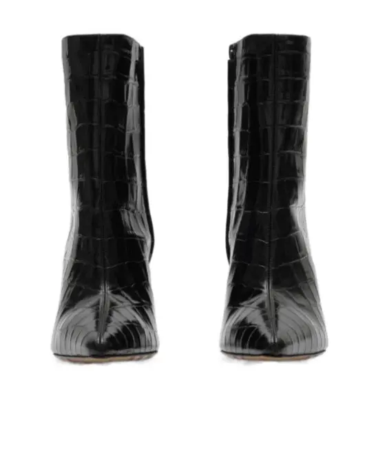 Burberry Crocodile-effect Leather Pointed Toe Stiletto Ankle Boots