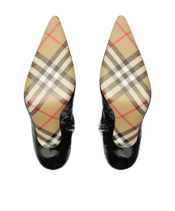 Burberry Crocodile-effect Leather Pointed Toe Stiletto Ankle Boots