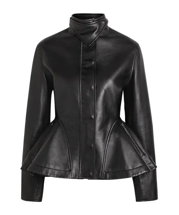 Alaïa Panelled Peplum Leather Jacket