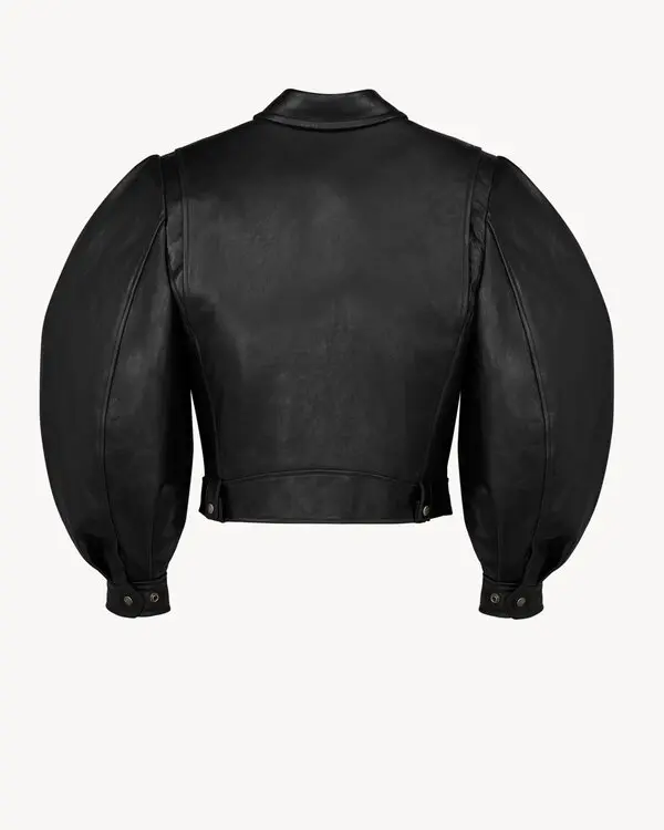 Saint Laurent Balloon-sleeve Jacket In Creased Leather