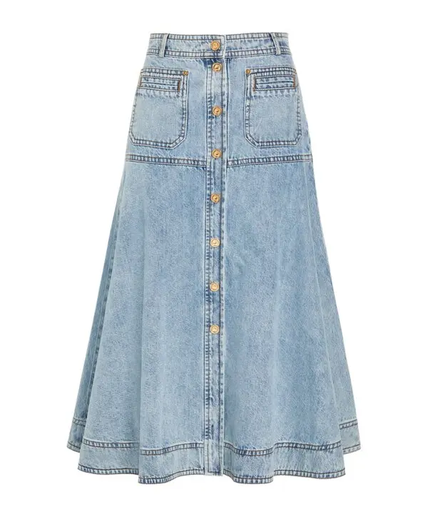 Zimmermann Panelled Denim Midi Skirt