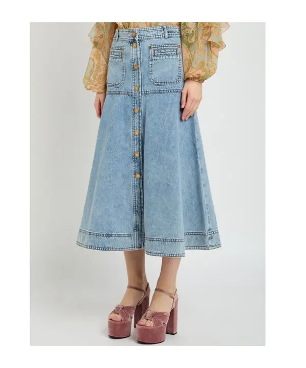 Zimmermann Panelled Denim Midi Skirt