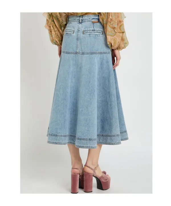 Zimmermann Panelled Denim Midi Skirt