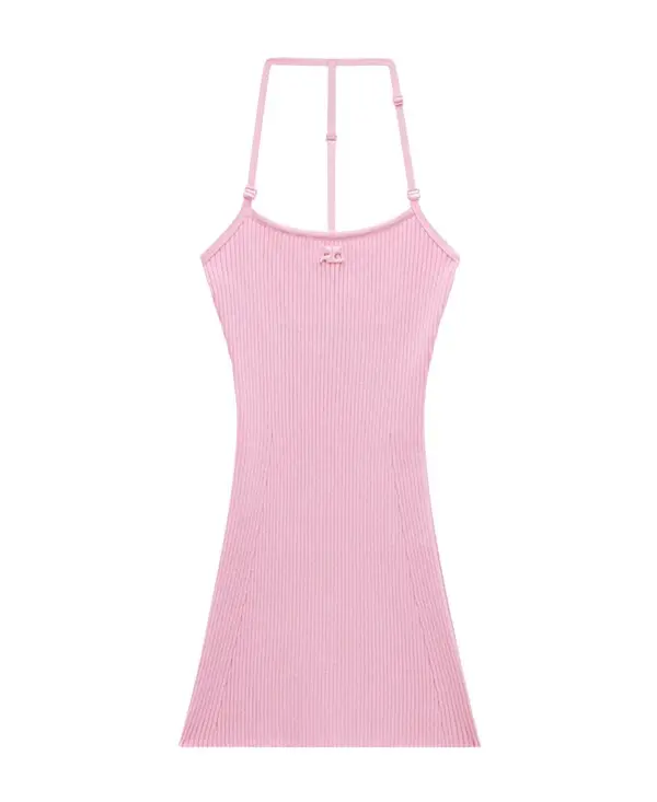 COURREGES Logo-embroidered Halterneck Minidress