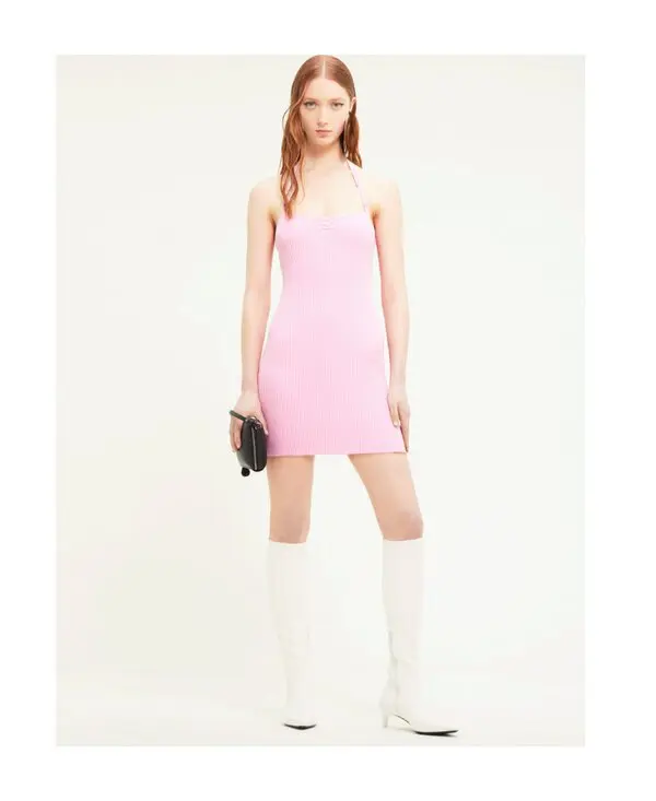 COURREGES Logo-embroidered Halterneck Minidress