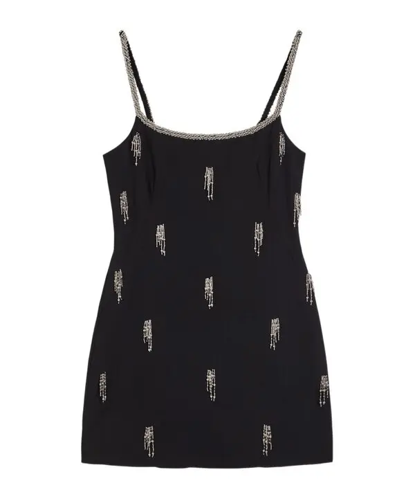 Simkhai Amy Embellished Crepe Mini Dress - Black