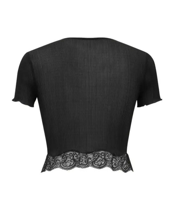 Saint Laurent Lace Detailed Crewneck T-shirt