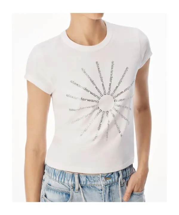 Alexander Wang Pinwheel Crystal Embellished T-shirt - White