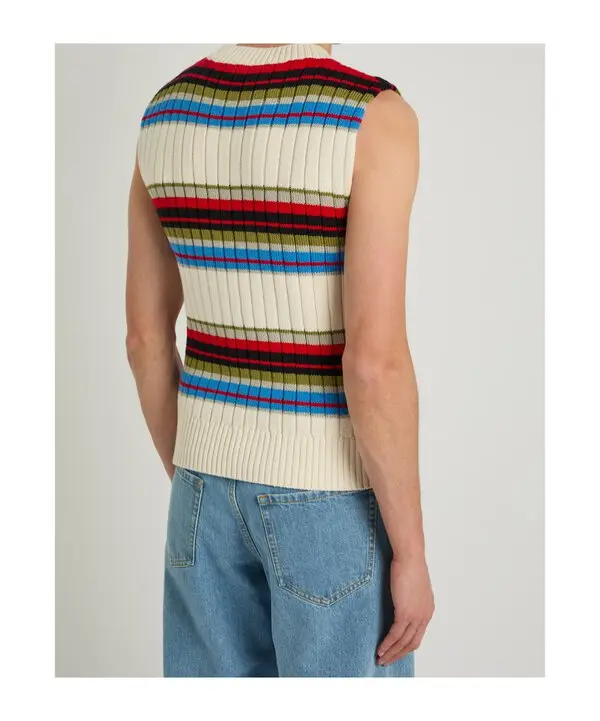 Dries Van Noten Striped Cotton-wool Blend Knitted Vest