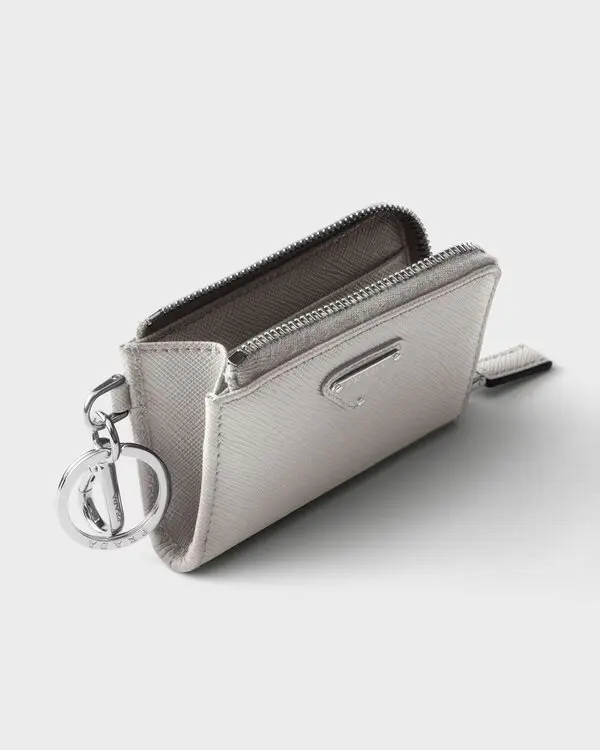 Prada Saffiano Leather Mini Pouch With Keychain