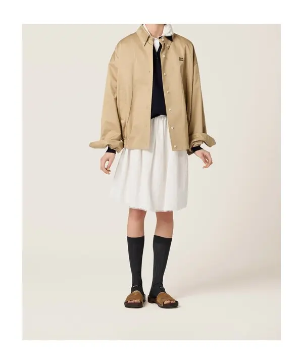 Miu Miu Chino Cloth Blouson Jacket With Embroidered Logo