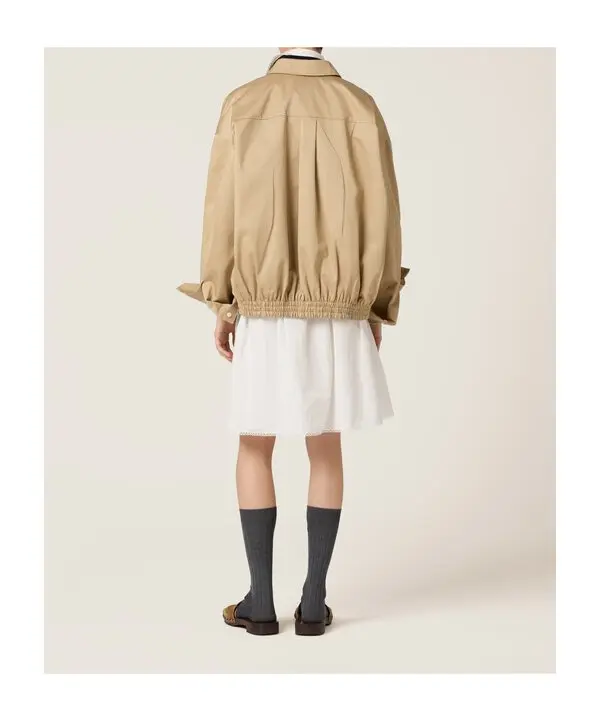 Miu Miu Chino Cloth Blouson Jacket With Embroidered Logo