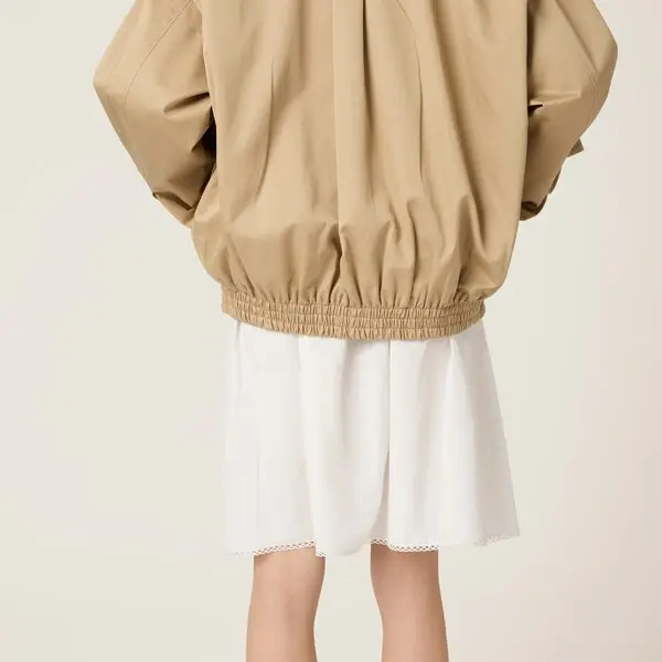 Miu Miu Chino Cloth Blouson Jacket With Embroidered Logo