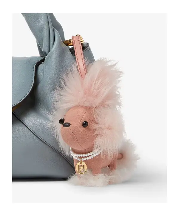 Fendi Lola Charm Dog Pendant With Pearls - Pink
