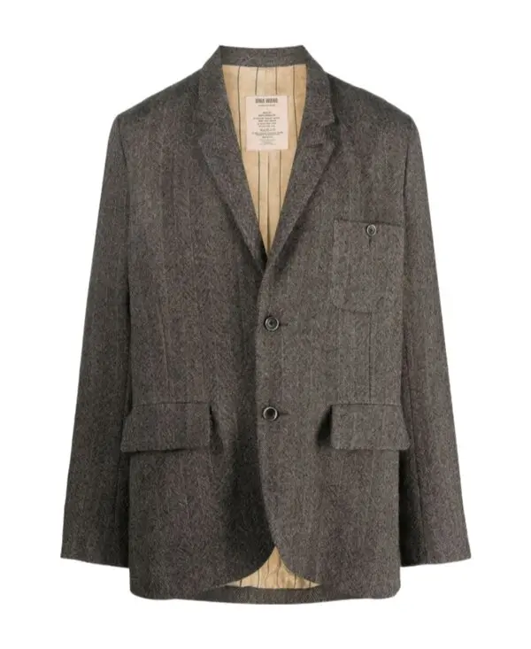 UMA WANG Herringbone-pattern Single-breasted Blazer