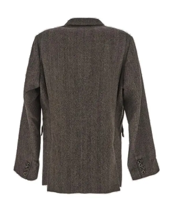UMA WANG Herringbone-pattern Single-breasted Blazer