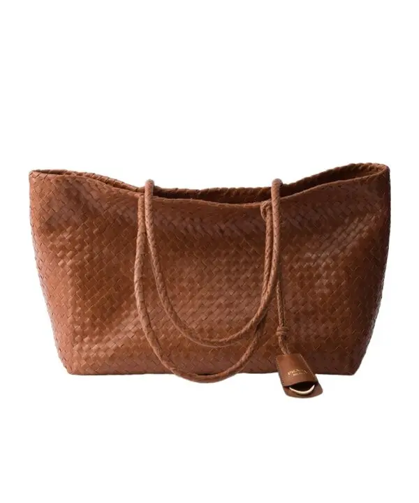 Prada Large Woven Leather Tote Bag