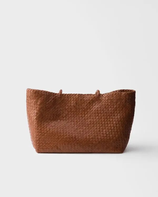 Prada Large Woven Leather Tote Bag