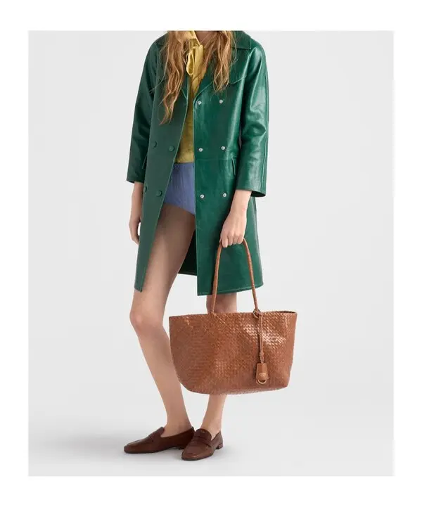 Prada Large Woven Leather Tote Bag
