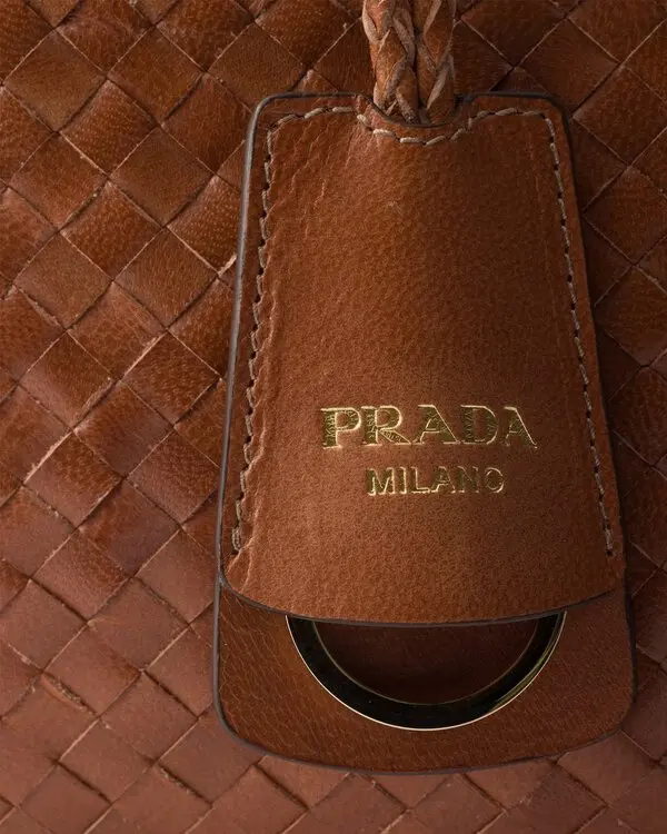 Prada Large Woven Leather Tote Bag
