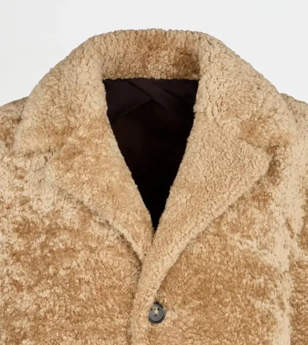 TOD'S Single Breasted Shearling Coat